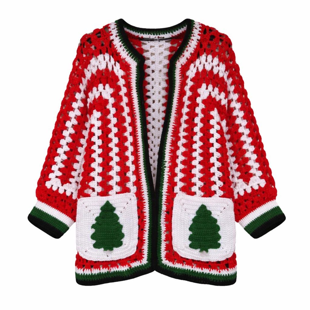 Handmade Lebanon Crochet Cardigan: Cedar Tree Patchwork Sweater - Etsy