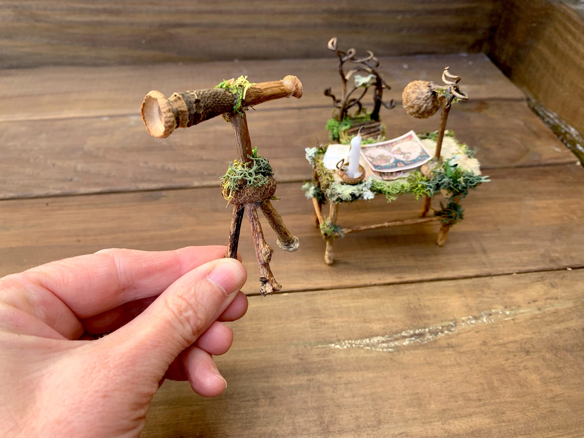 Handcrafted Fairy Astronomer Set: Miniature Telescope & Desk - Etsy