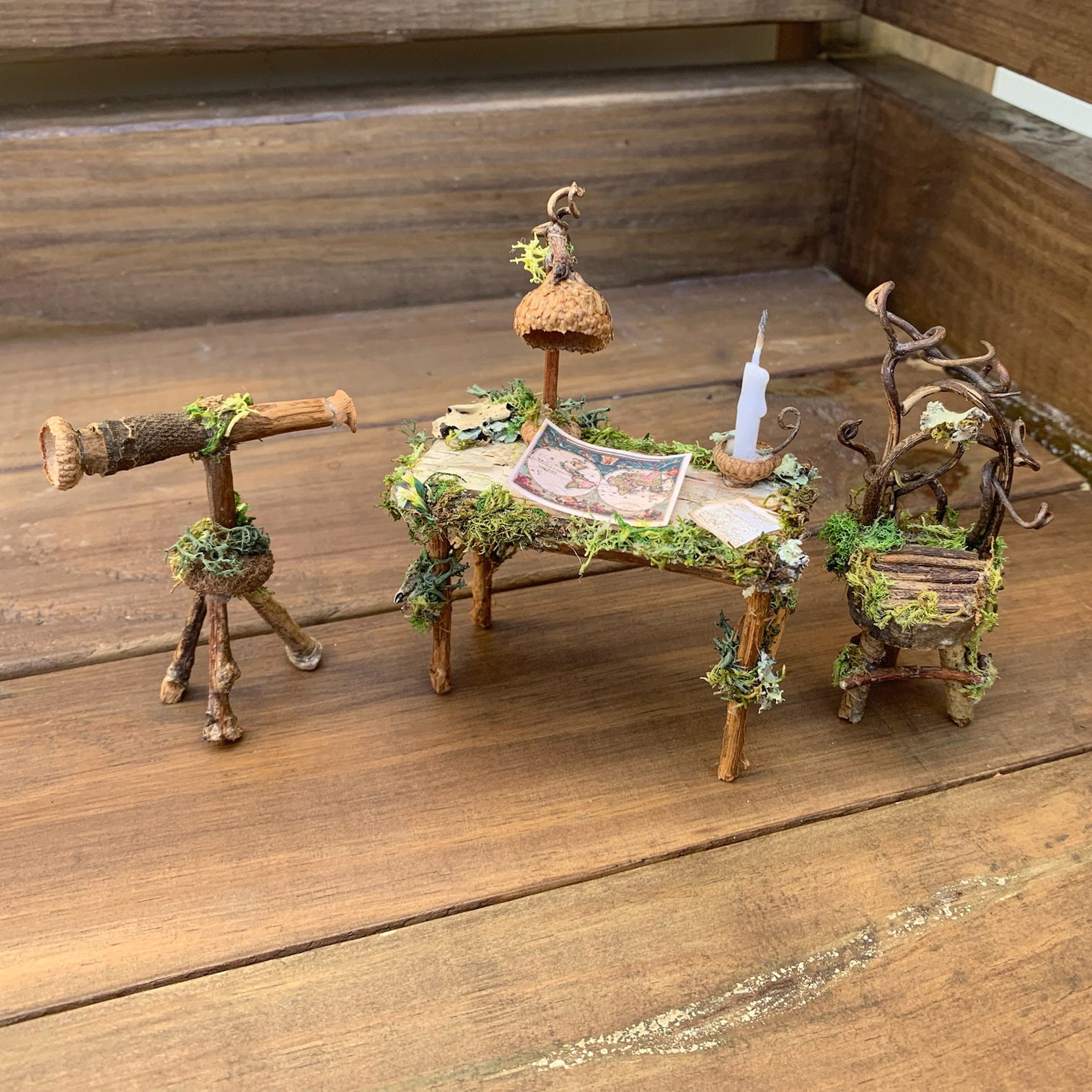 Handcrafted Fairy Astronomer Set: Miniature Telescope & Desk - Etsy