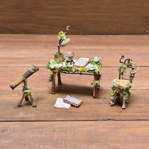 Handcrafted Fairy Astronomer Set: Miniature Telescope & Desk - Etsy