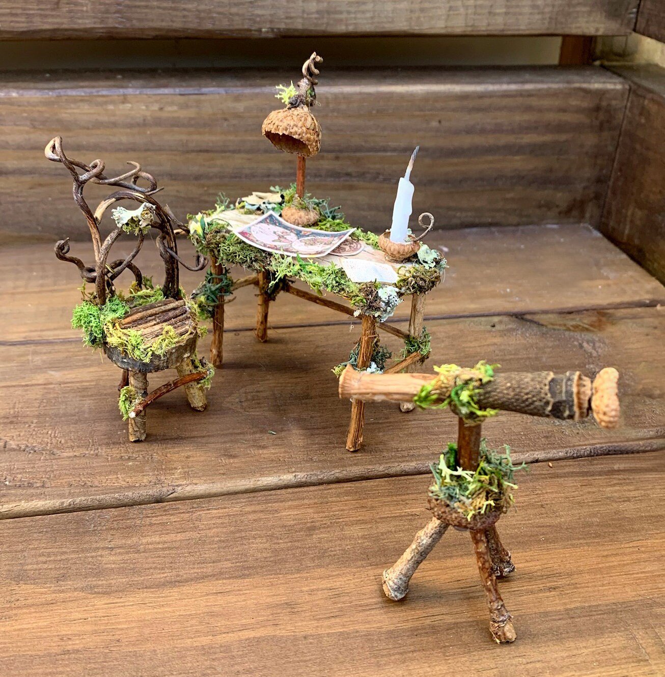 Handcrafted Fairy Astronomer Set: Miniature Telescope & Desk - Etsy