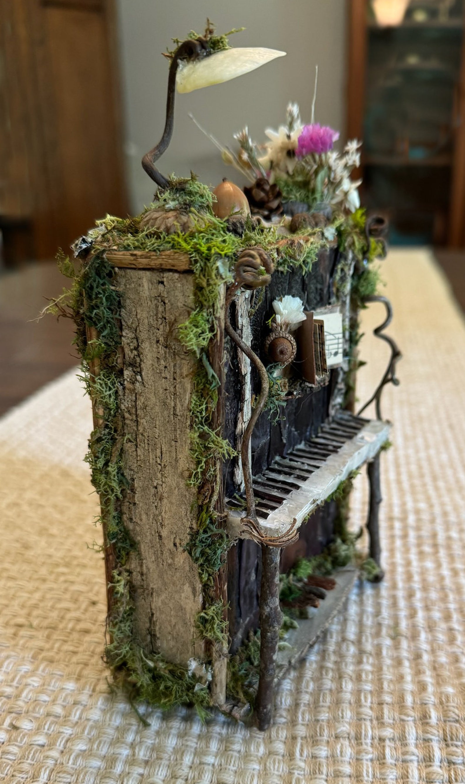 Fairy Piano and Bench: Woodland Music Instrument, Mother of Pearl Keys ...