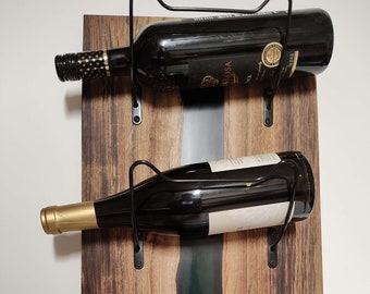 Wall Hanging Exotic Wood Wine Rack With Sea Blue Epoxy River - Etsy