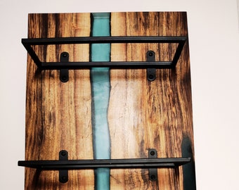 Wall Hanging Exotic Wood Wine Rack With Sea Blue Epoxy River - Etsy