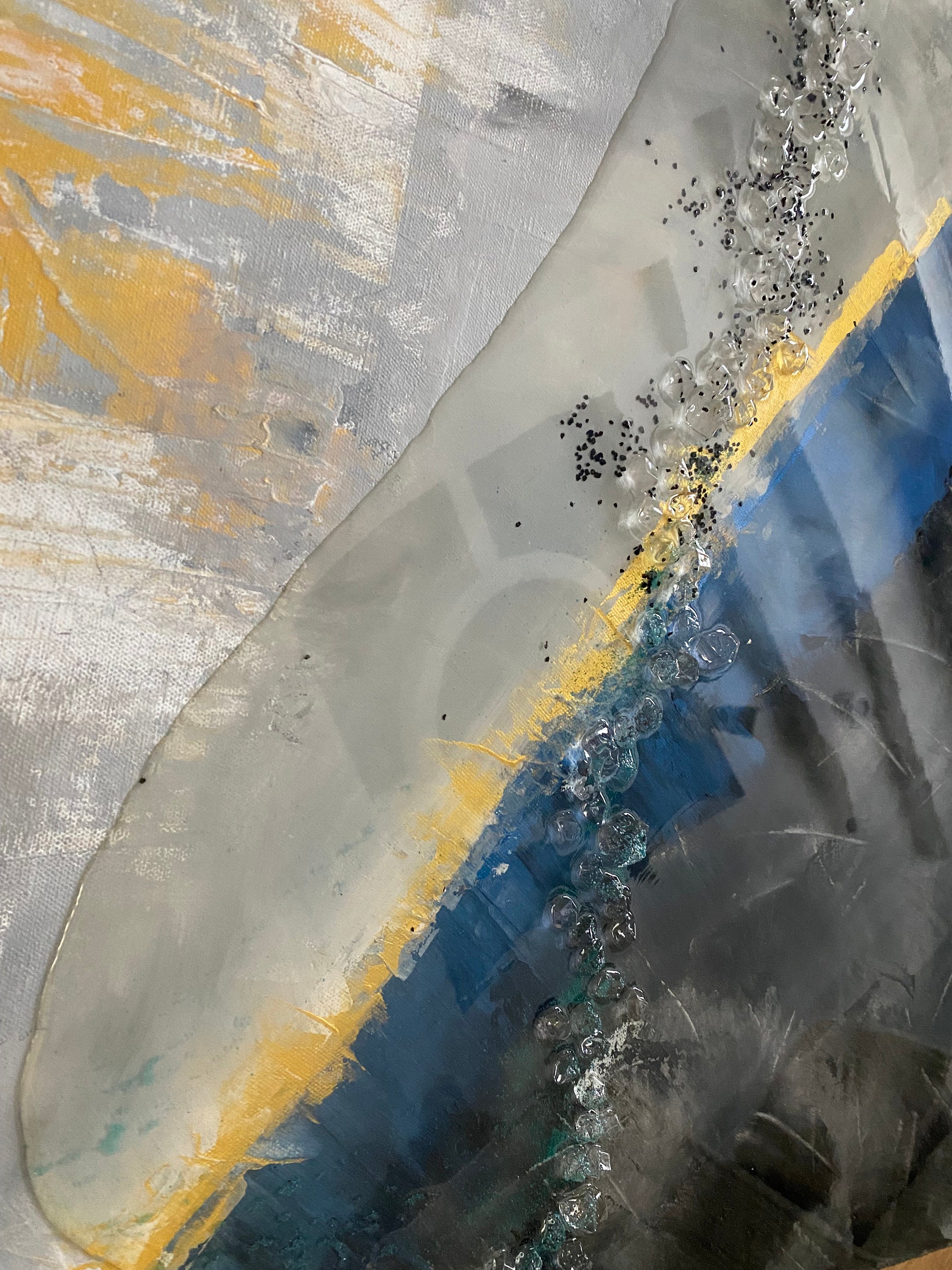 Abstract Art Canvas Painting With Gems Embedded and Epoxy Coating - Etsy