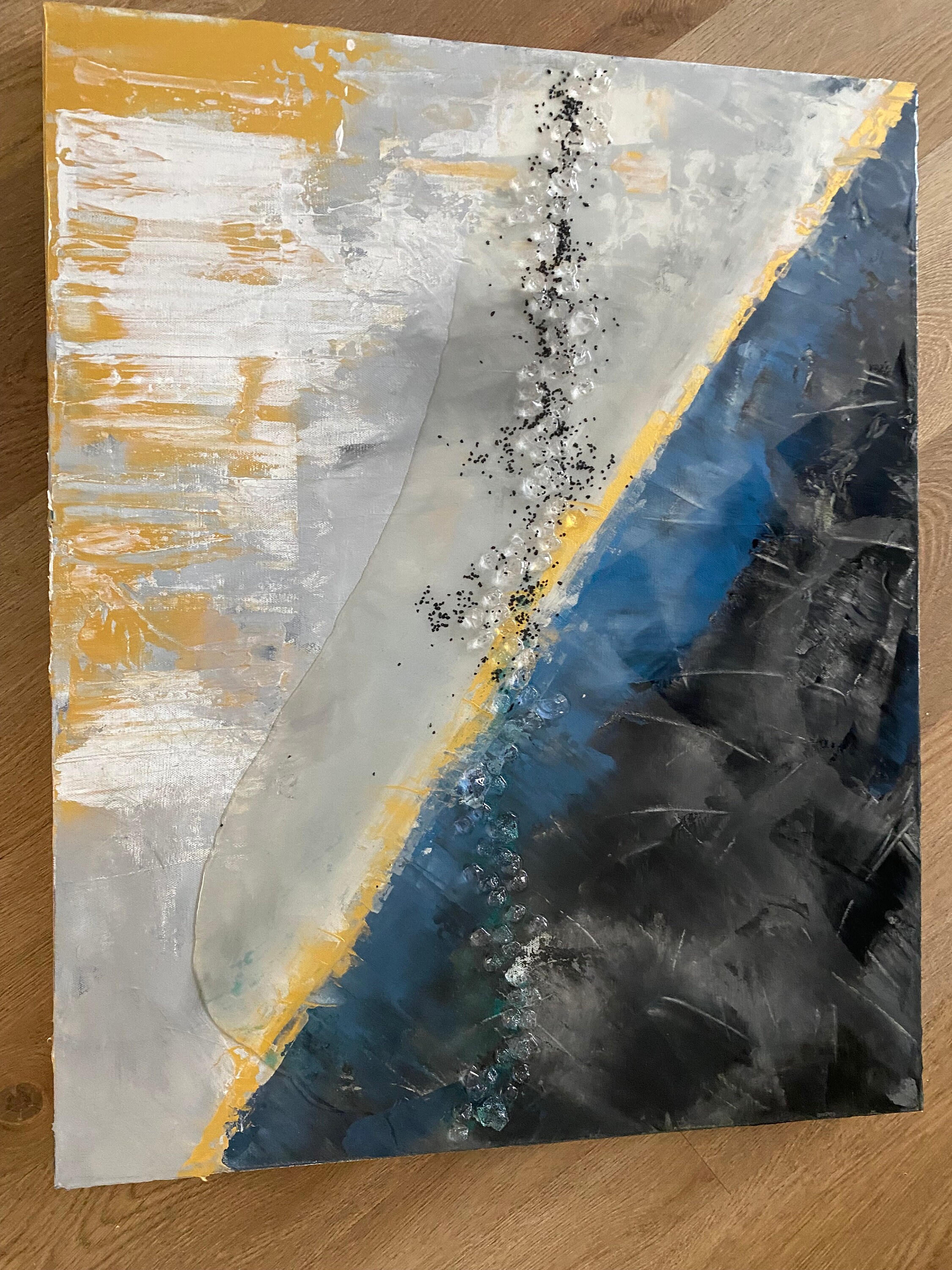 Abstract Art Canvas Painting With Gems Embedded and Epoxy Coating - Etsy