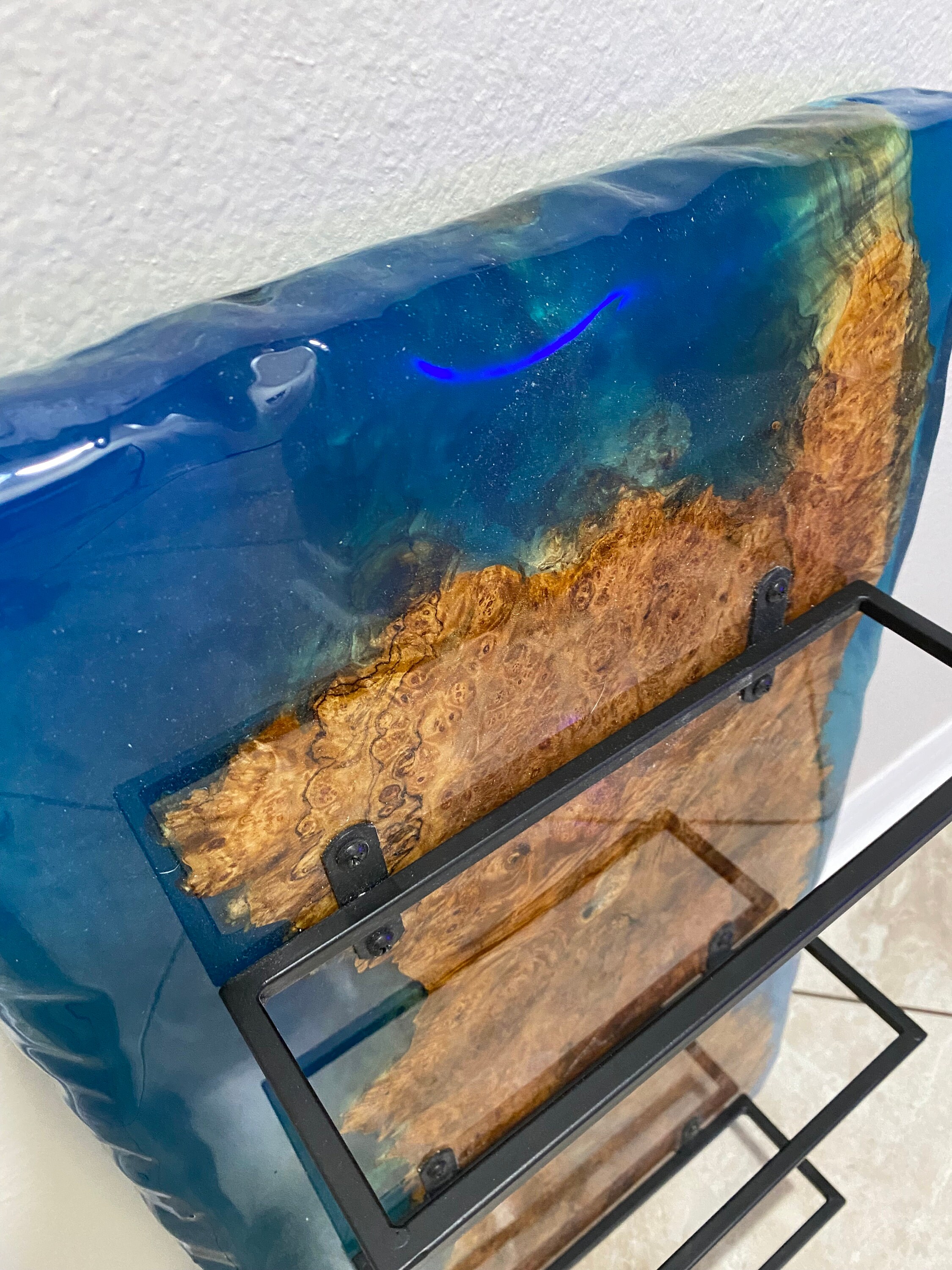 Maple Burl One of a Kind Aqua Blue Epoxy Wine Rack - Etsy