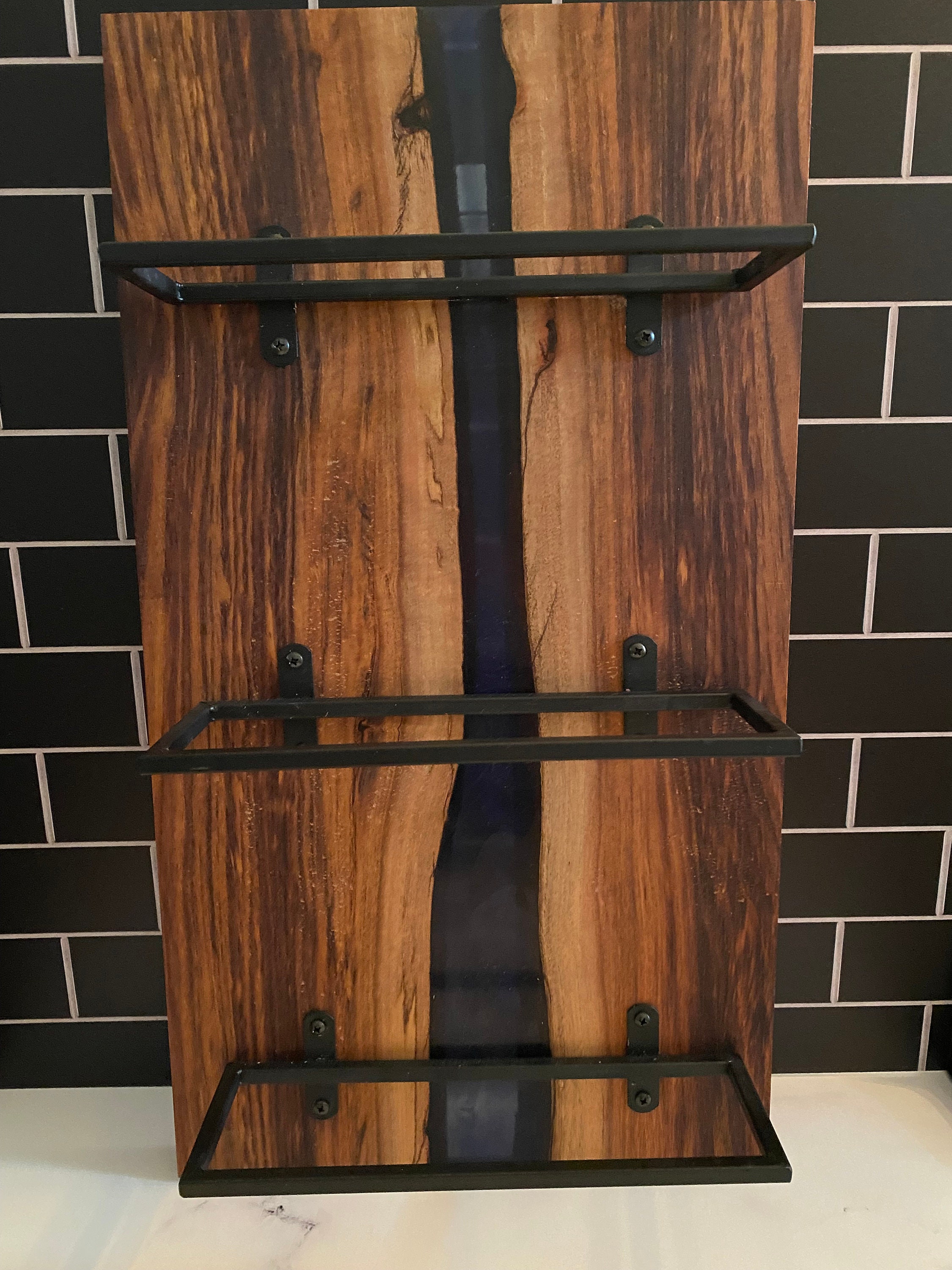 Wall Hanging Exotic Wood Wine Rack With Sea Blue Epoxy River - Etsy