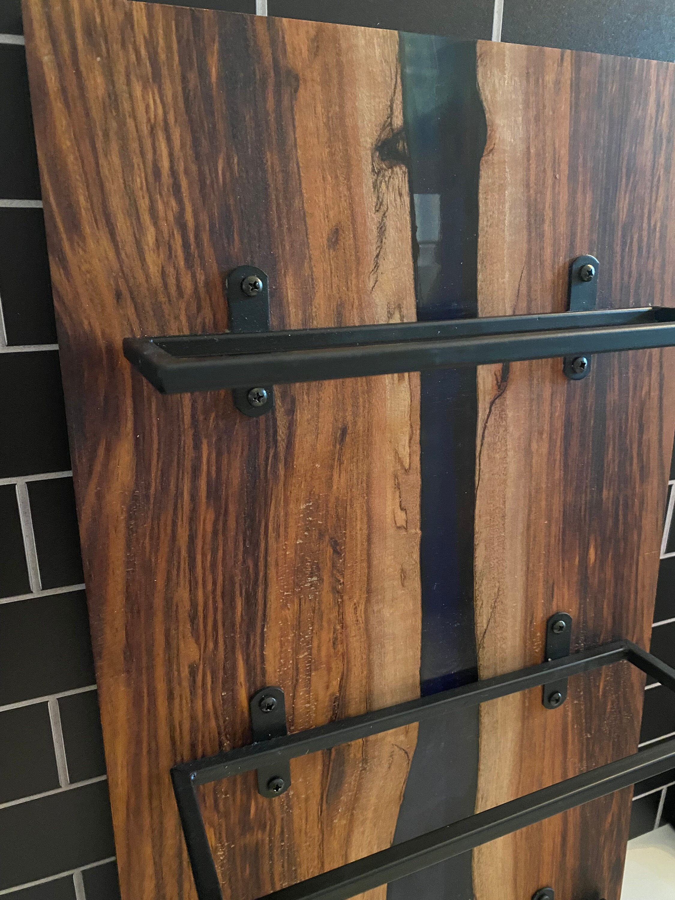 Wall Hanging Exotic Wood Wine Rack With Sea Blue Epoxy River - Etsy