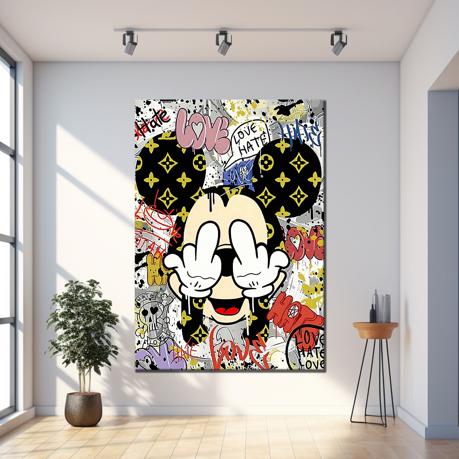 Banksy Mickey Mouse Graffiti Canvas Wall Art Poster, Street Style ...