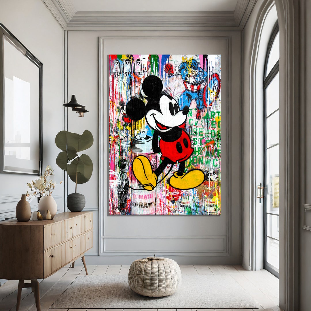 Mickey Mouse Banksy Pop Artt Print, Luxury Painting Fashion Prints ...