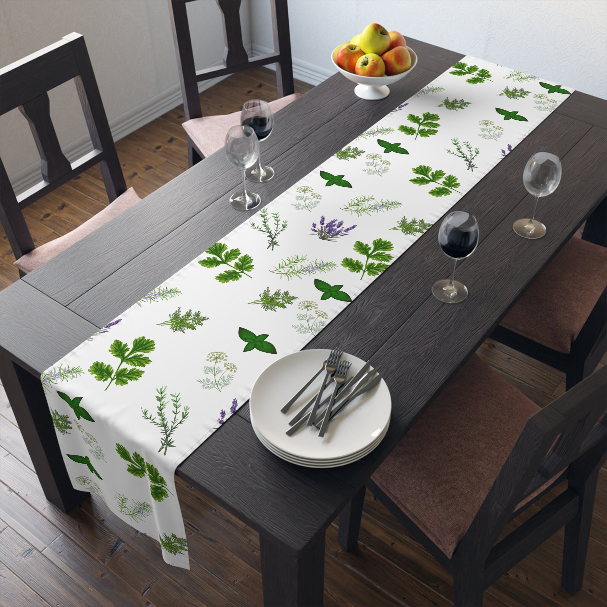 Herbs Pattern Table Runner Aesthetic Home Decor Gift for Mother's Day ...