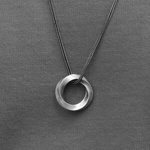 Silver Mobius Pendant for Man Unique Swirl Twisted Necklace Engraved ...