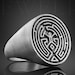 Silver Labyrinth Maze Ring Silver Maze Rings for Man Men Signet Ring ...