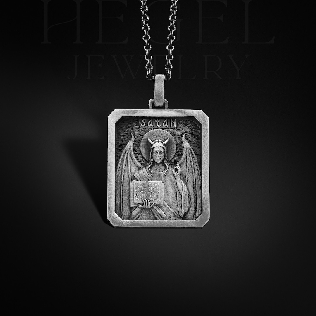Silver Baphomet Satanic Pendant for Man Occult Satanic Necklace Mens ...