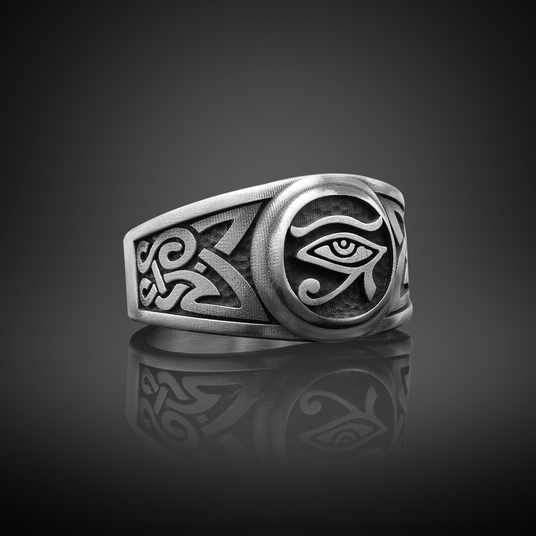 The Eye of Horus Handmade Sterling Silver Men Ring, Eye of Horus Silver ...
