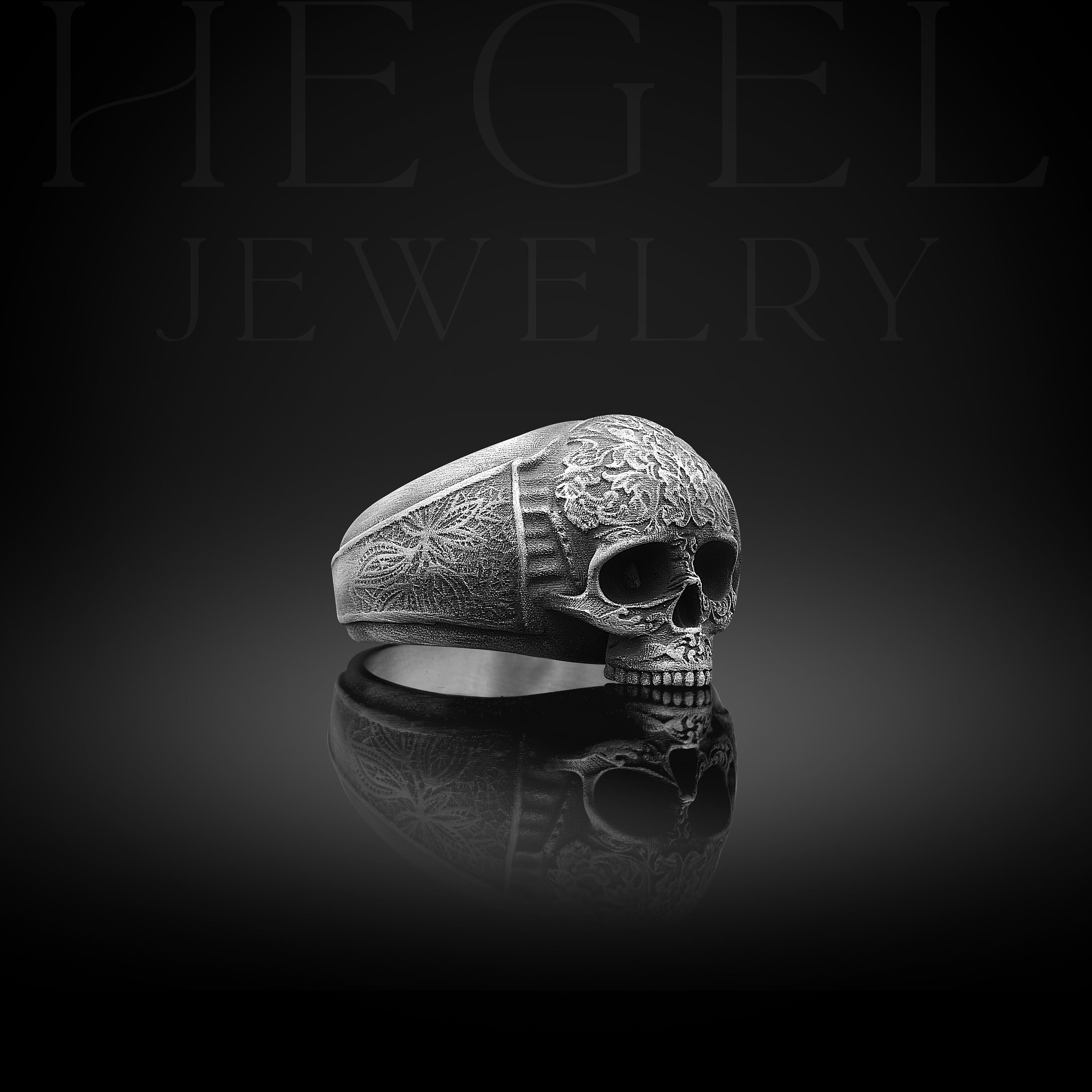 Unique Skull Head Men Ring Pattern Skull Biker Ring Sterling - Etsy