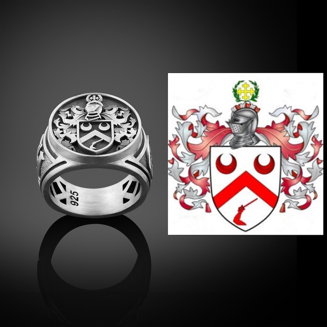 Family Crest Signet Ring, Custom Coat of Arms Rings for Men, Wax Seal ...