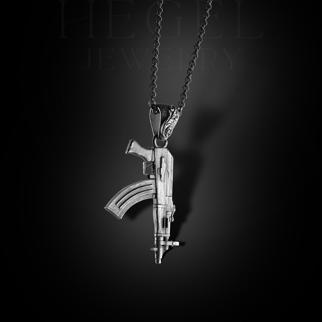 AK47 Oxidized Solid Men Necklace, AK47 Mens Pendant With Chain Pendant ...
