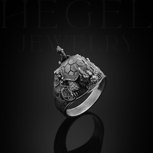 Silver Dragon Turtle Ring Chinese Unique Rings for Men Silver Signet ...