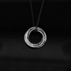 Silver Mobius Pendant for Man Unique Swirl Twisted Necklace Engraved ...