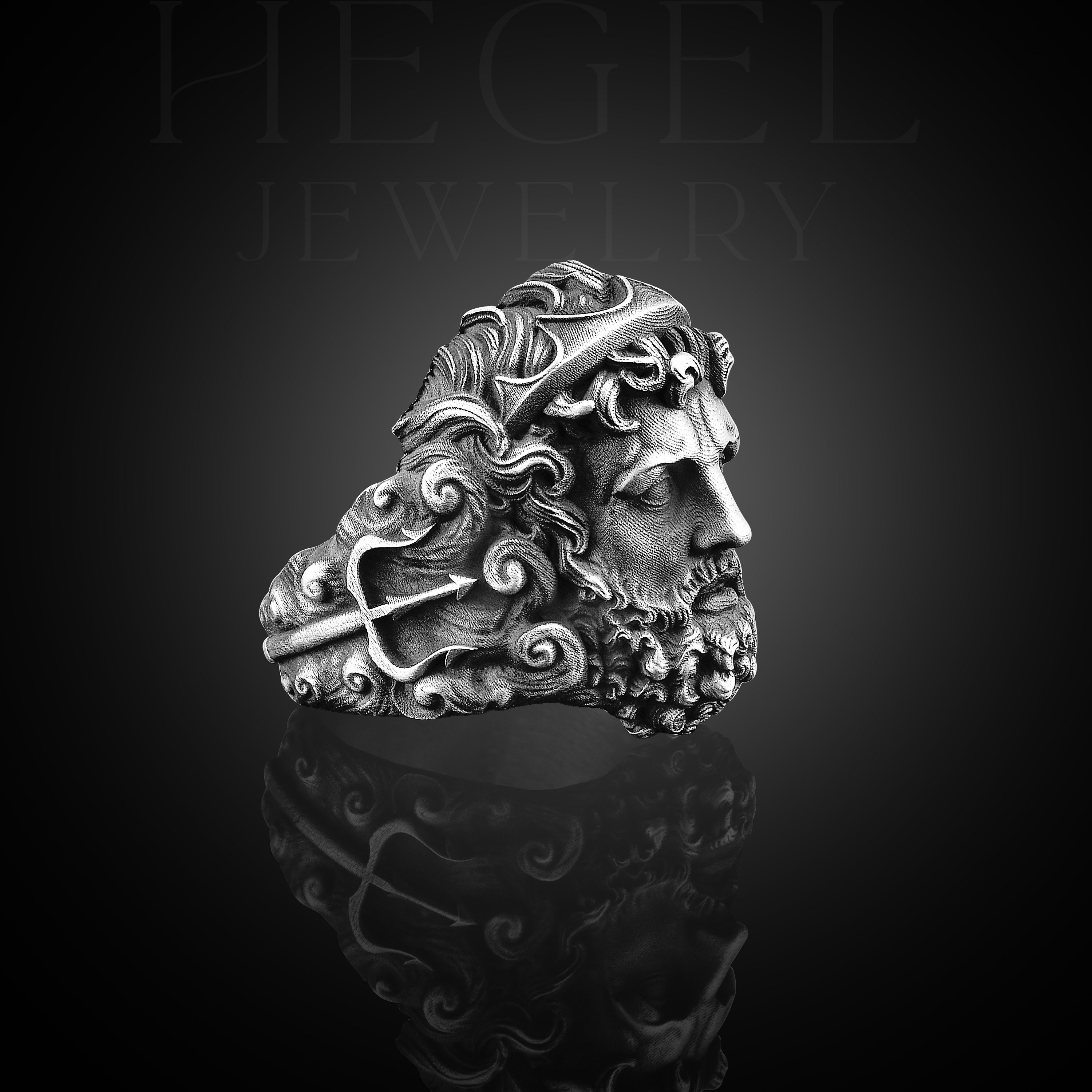 Greek God Poseidon Ring for Men 925k Sterling Silver Greek - Etsy