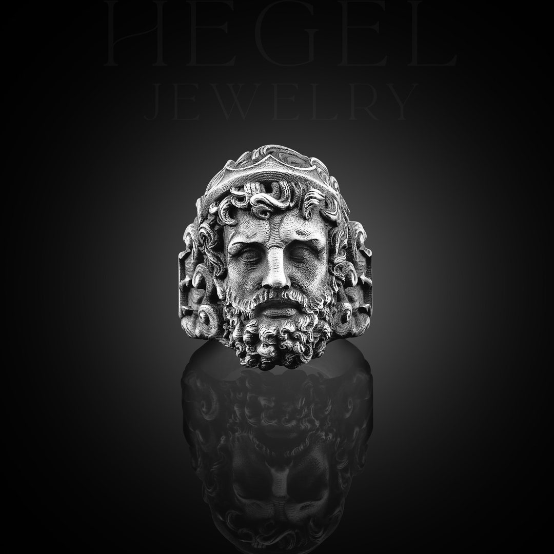Greek God Poseidon Ring for Men 925k Sterling Silver, Greek Mythology ...
