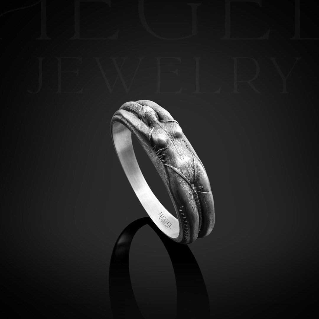 Steampunk Wedding Ring Biomechanical Woman Body Ring Cyber Bionic ...