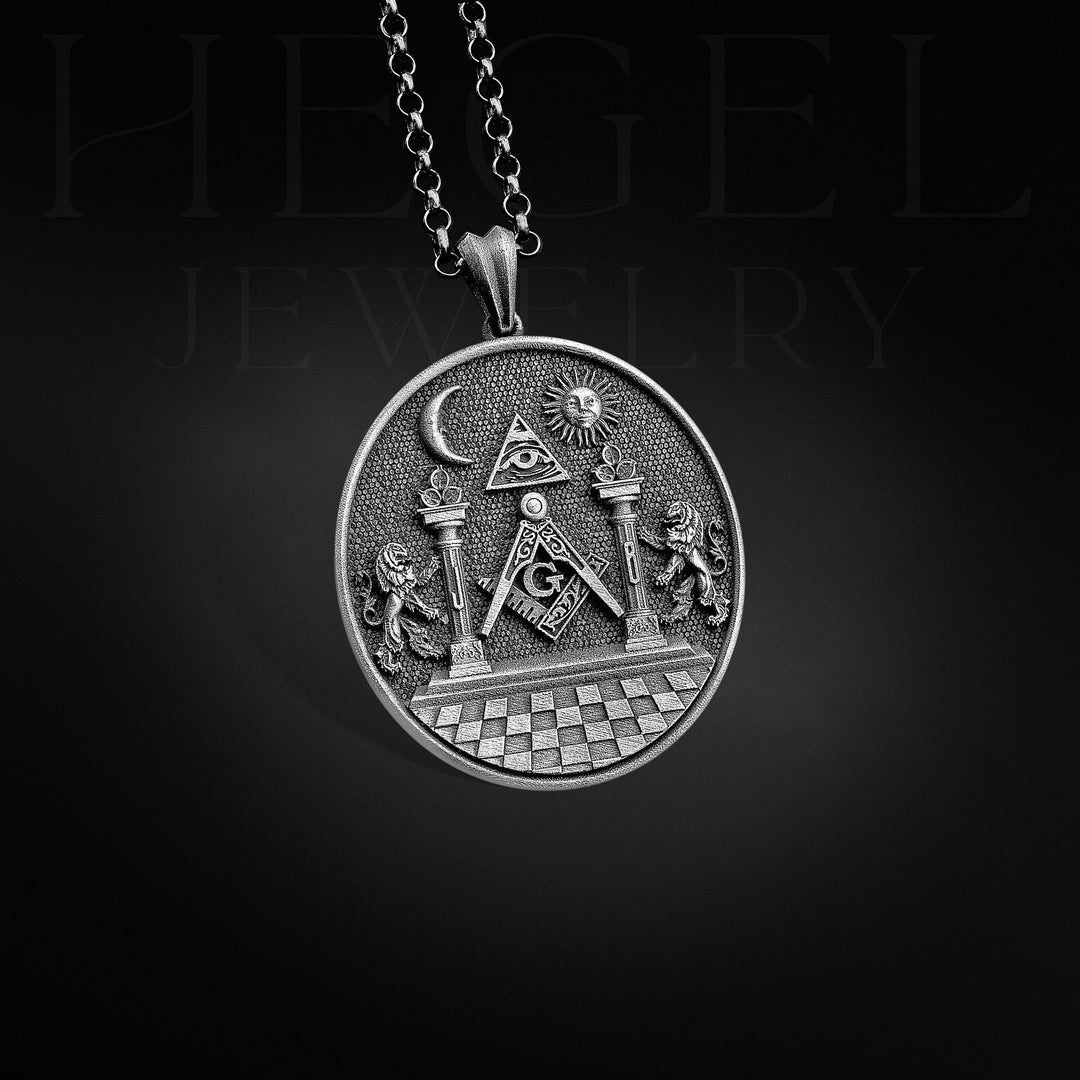 Masonic Symbol Necklace for Man Silver Freemasonry Necklace Mason ...