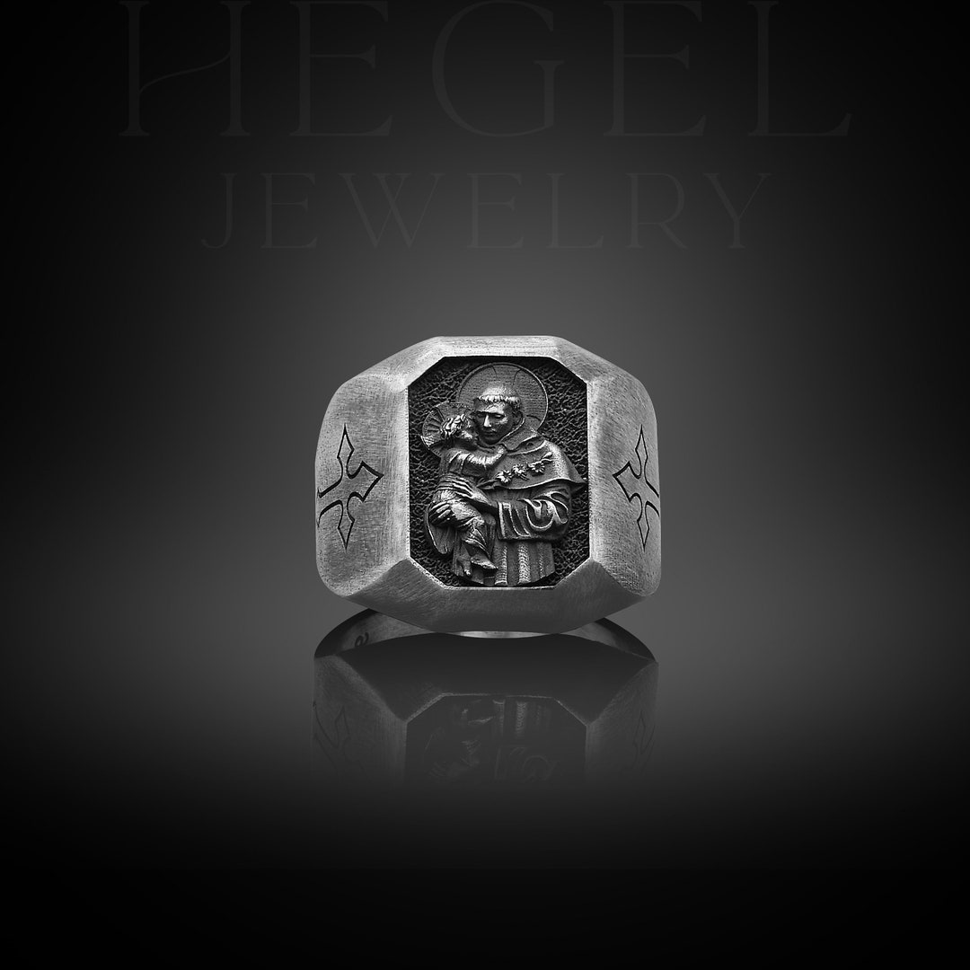 Handmade Saint Anthony Signet Ring for Men, Sterling Silver Protection ...