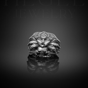 Goddess Kali 925 Sterling Silver Signet Ring for Men, Mythology Goddess ...