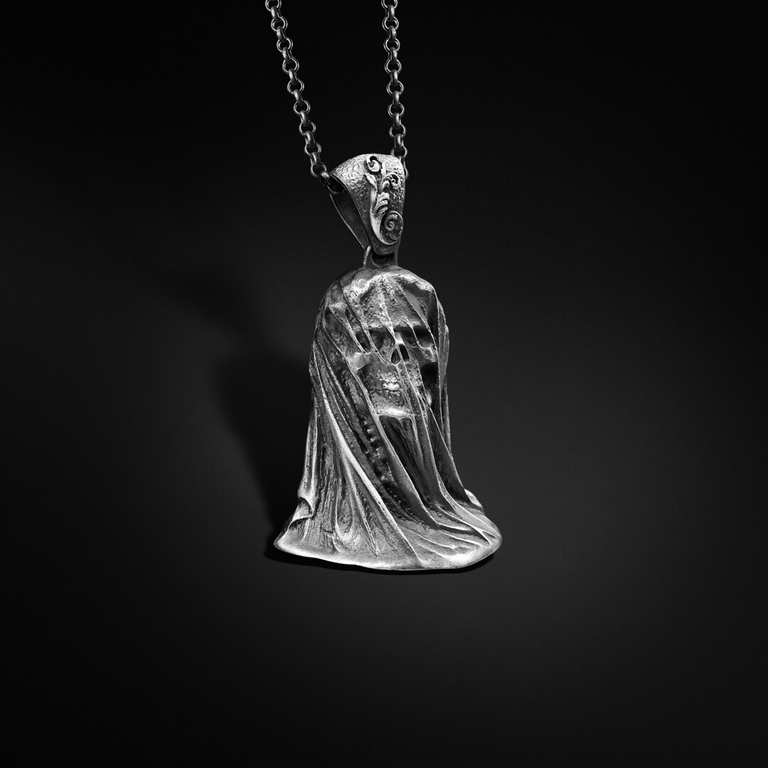 The Veiled Skull Sterling Silver Necklace for Man Cool Necklace Gift ...