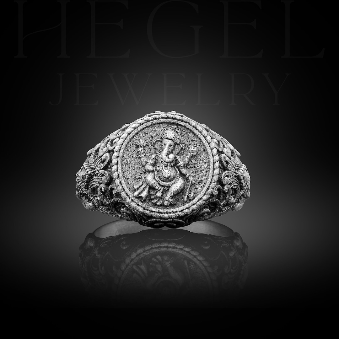 Silver Hindu God Signet Ring Ganesh Rings for Man Lord Ganesha Ring ...