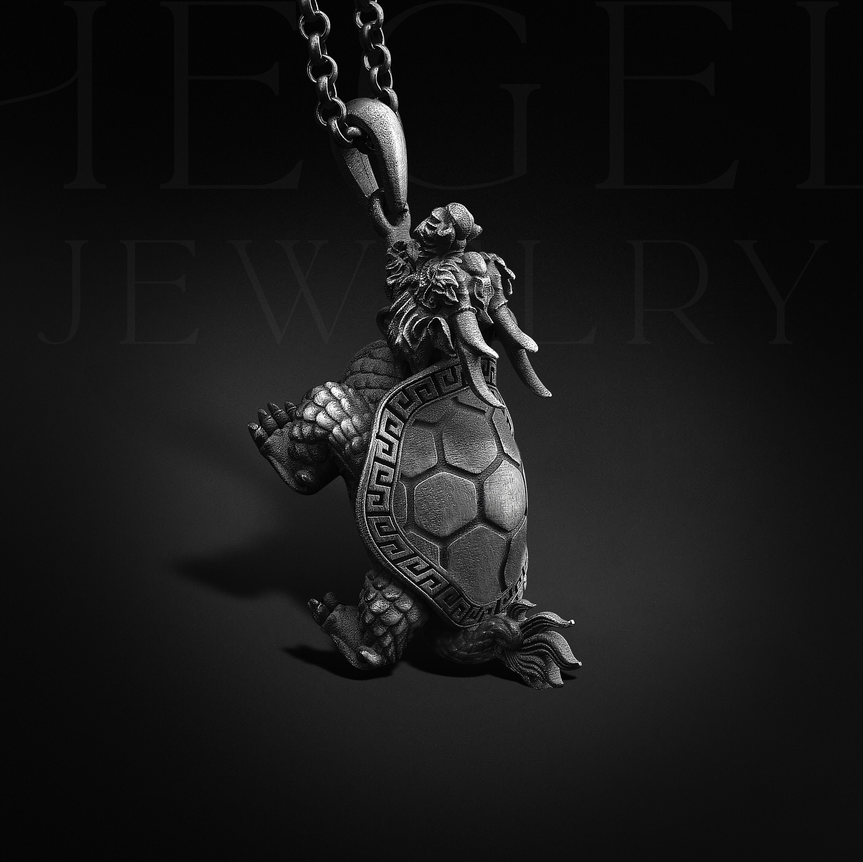 Chinese Turtle Necklace for Men Silver Turtle Pendant Dragon - Etsy