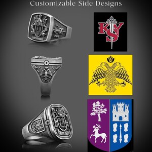 Custom Family Crest Signet Ring, Oxidized Sterling Silver Wappenring - Etsy