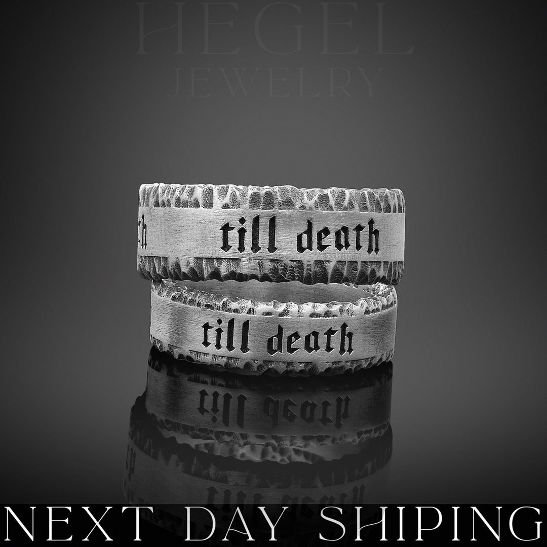 Till Death Ring for Couples Unique Mens Promise Band - Etsy