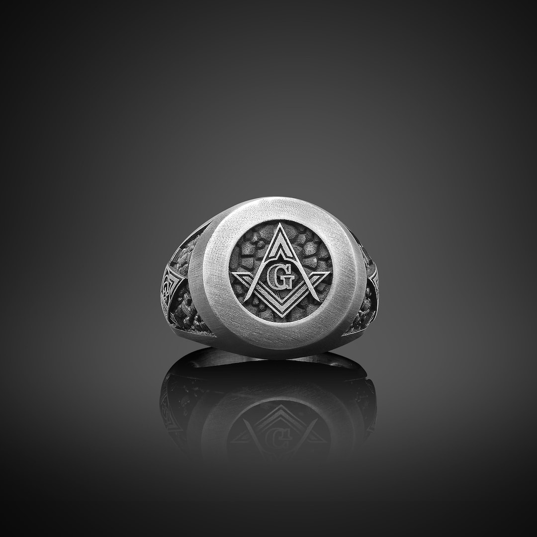 Masonic Rings for Men Freemason Jewelry Silver Master Mason Pinky Ring ...