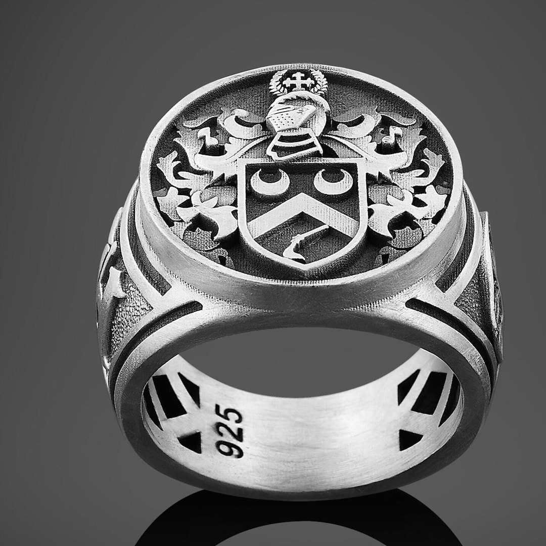 Family Crest Signet Ring, Custom Coat of Arms Rings for Men, Wax Seal ...
