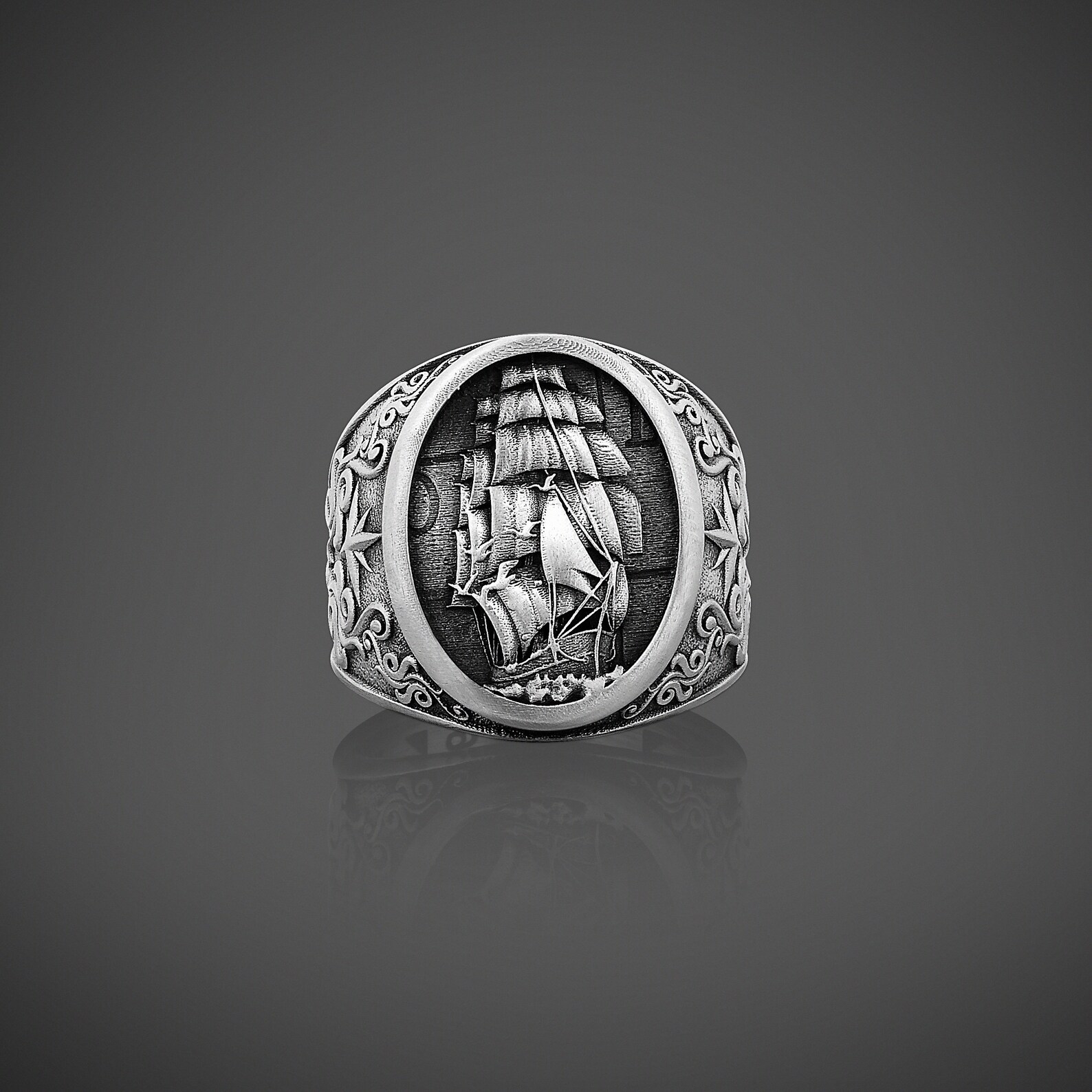 Silver Sailboat Ring, Viking Pirate Ship Ring, 925 Sterling Pinky Ring ...
