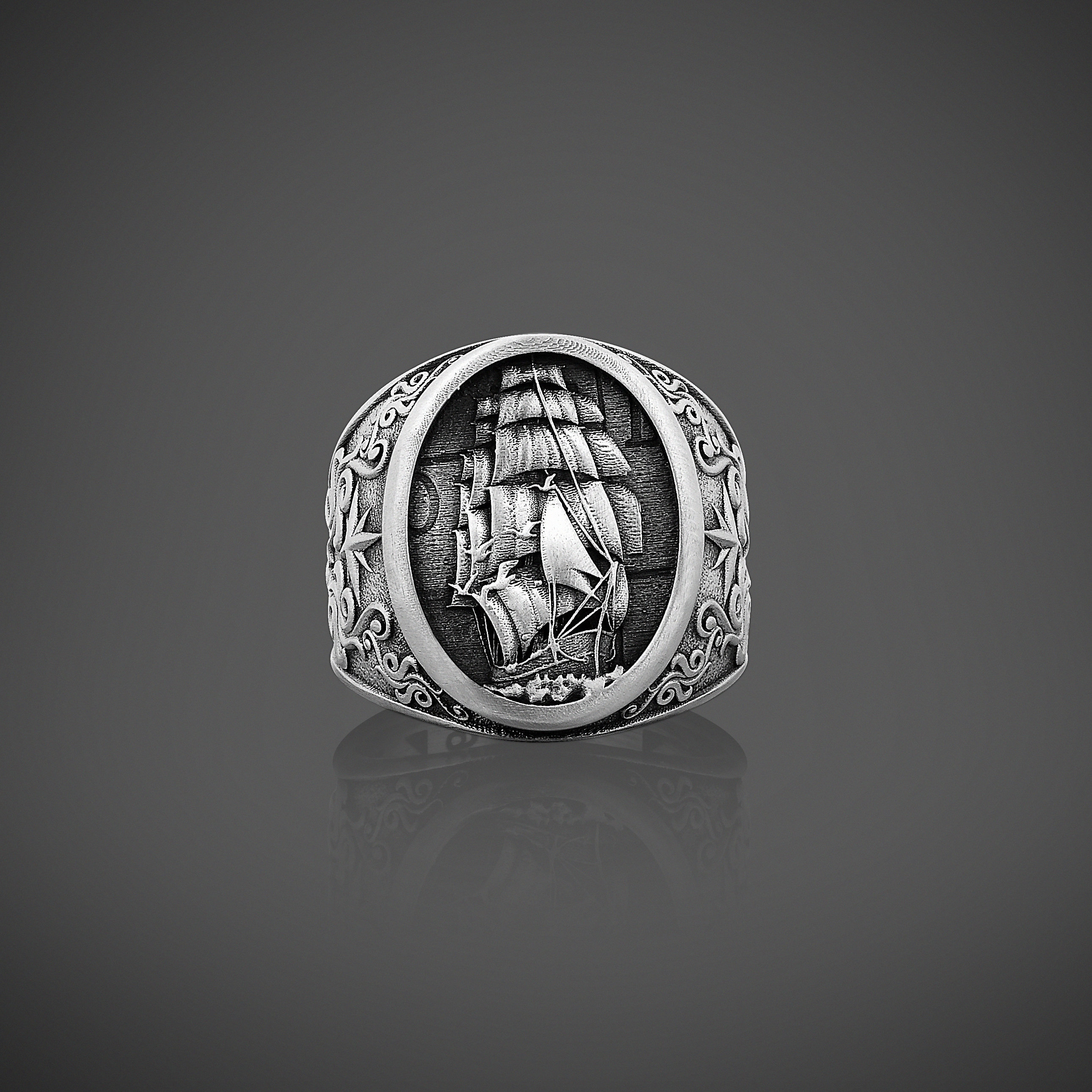Silver Sailboat Ring, Viking Pirate Ship Ring, 925 Sterling Pinky Ring ...