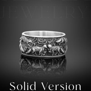 Fox Men Band Ring, Fox Silver Jewelry, Fox Silver Band, Animal Ring ...