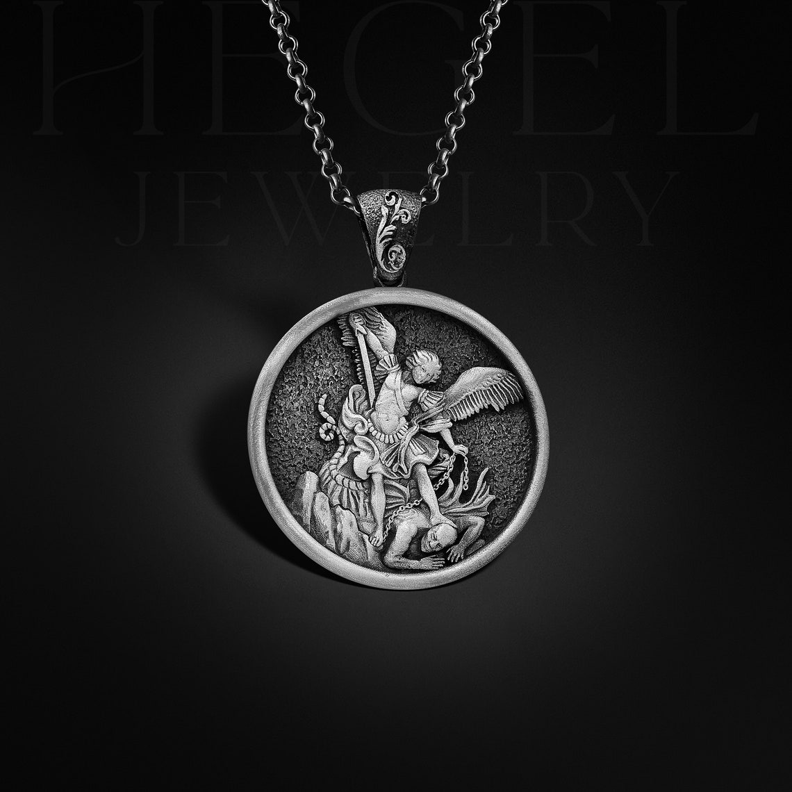 Sterling Silver St Michael Medallion Necklace, Archangel Pendant - Etsy