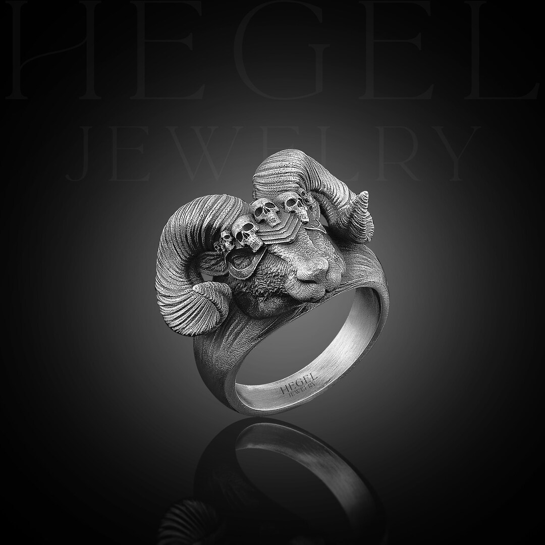 Zodiac Aries Ram Signet Ring for Men 925k Sterling Silver, Ram Head ...