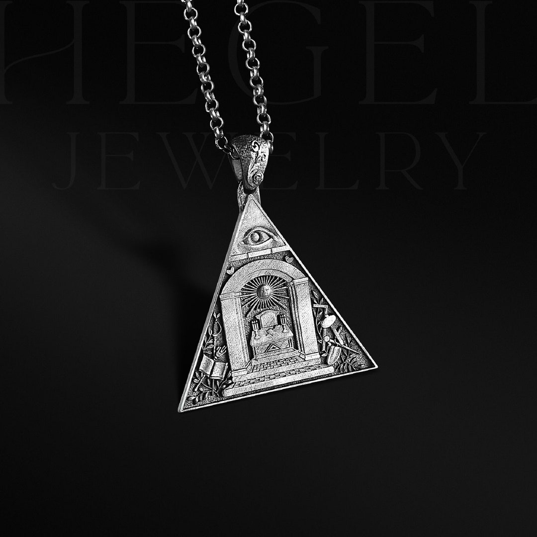 Mens Silver Mason Pendant, Masonic Silver Pendant, Large Mason Eye ...