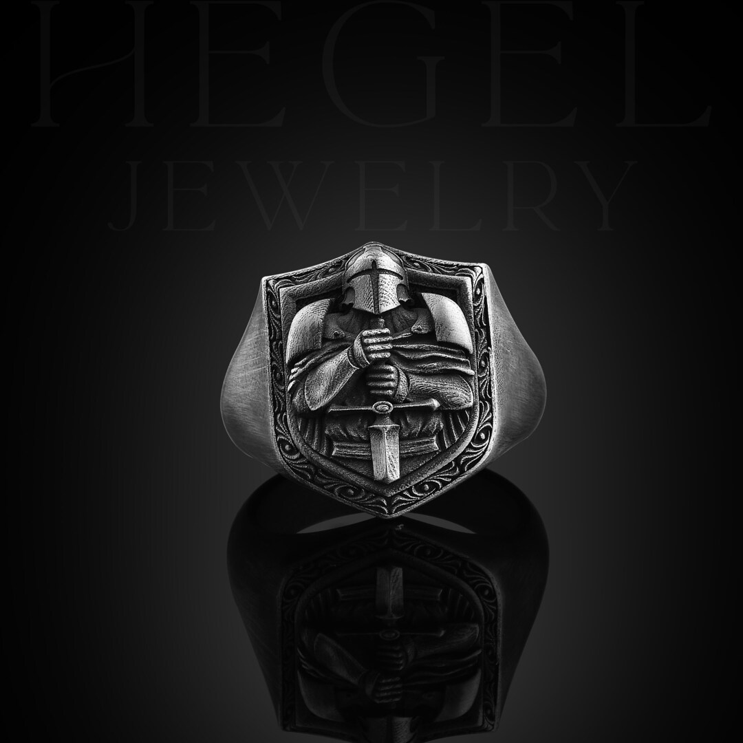 Handmade Crusader Knight Sterling Silver Signet Ring, Medieval Templar ...