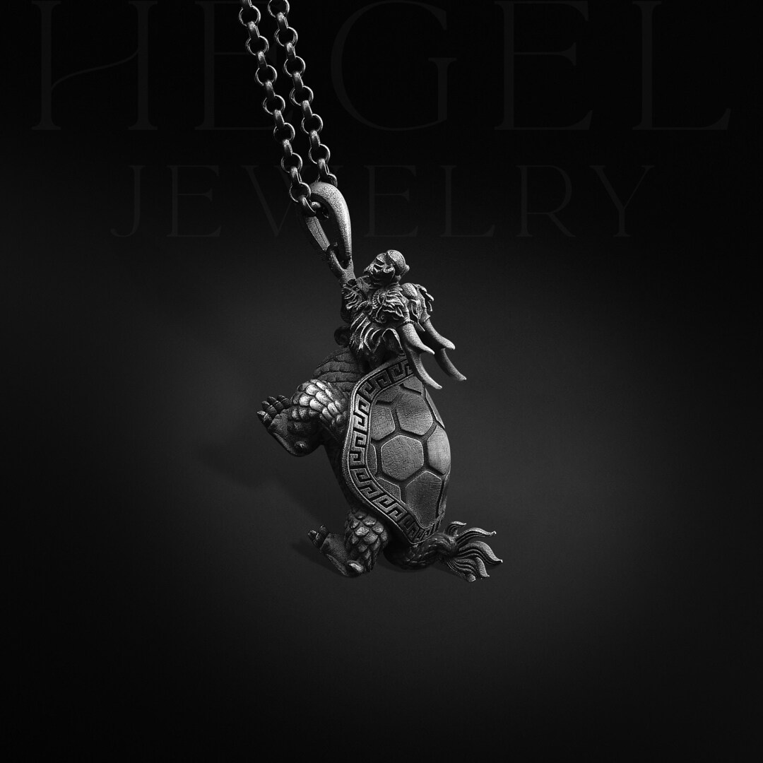 Chinese Turtle Necklace for Men Silver Turtle Pendant Dragon Turtle ...