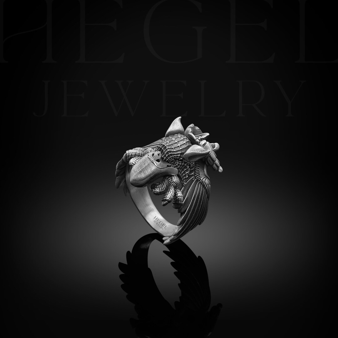 Silver Gryphon Ring Unisex Griffin Jewelry, Sterling Silver Gift for ...