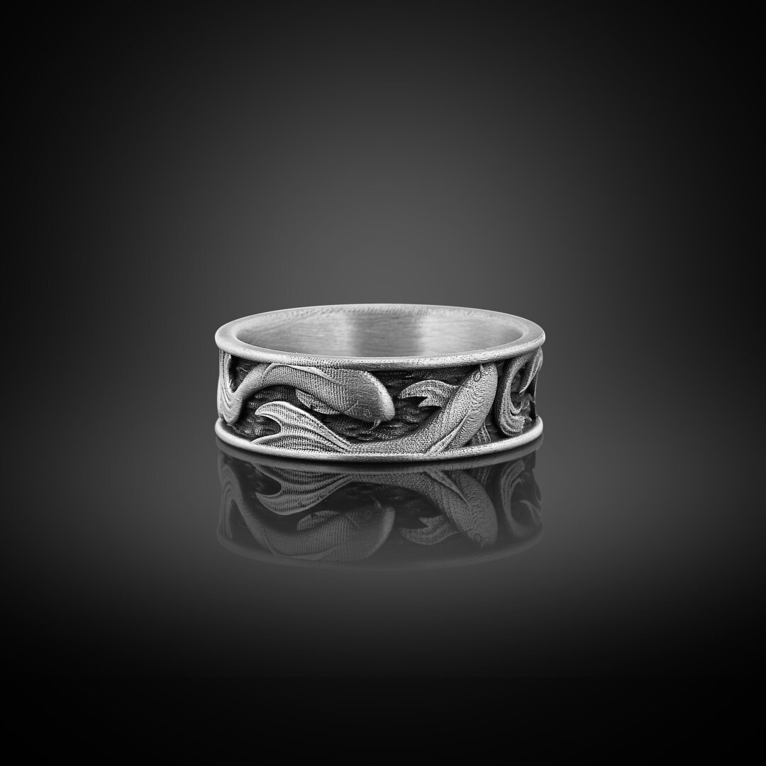 Japanese Koi Fish Cool Ring for Men, Carp Ring for Boyfriend, Sea ...