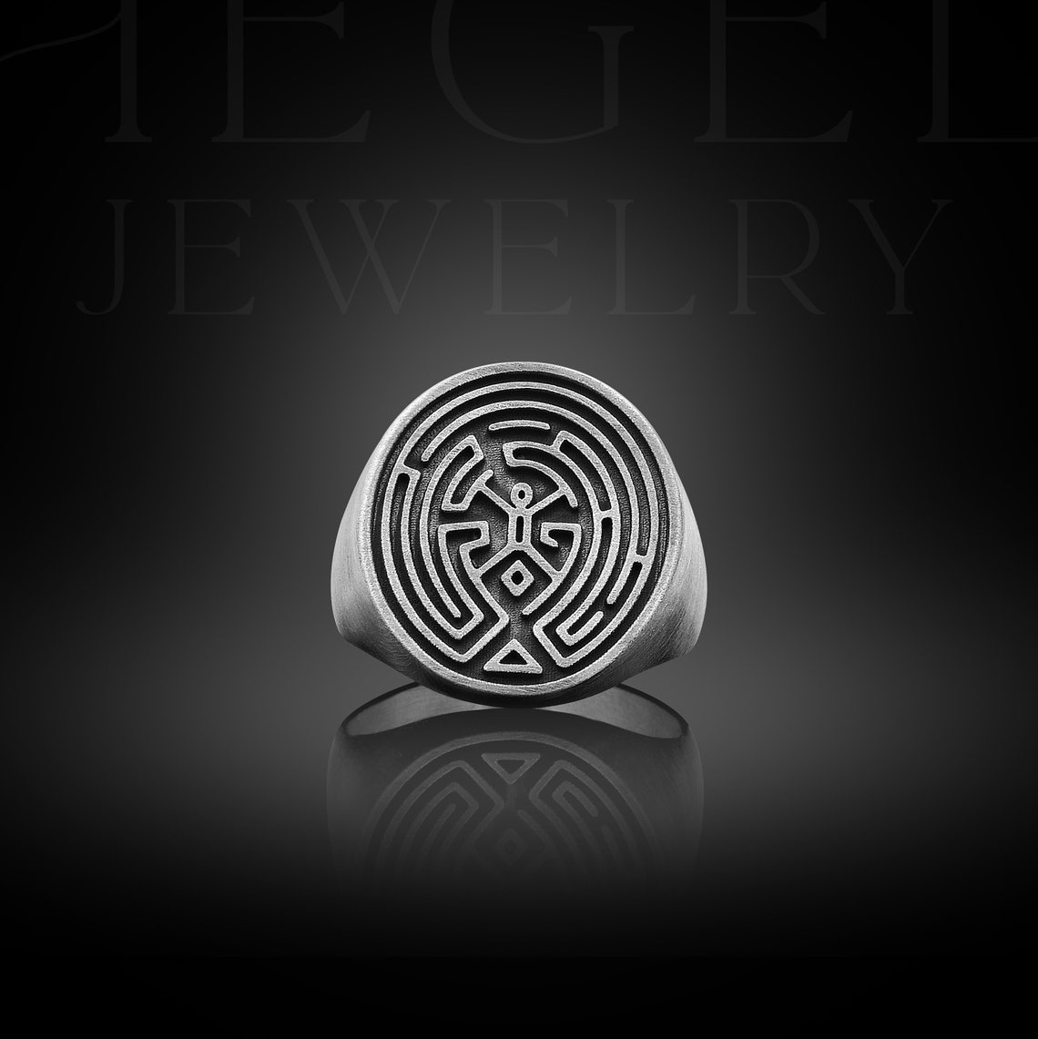 Silver Labyrinth Maze Ring Silver Maze Rings for Man Men Signet Ring ...