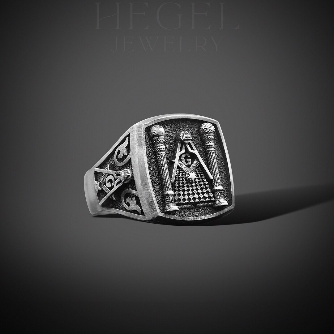 Silver Master Mason Signet Cool Pinky Ring, Masonic Ring for Men ...